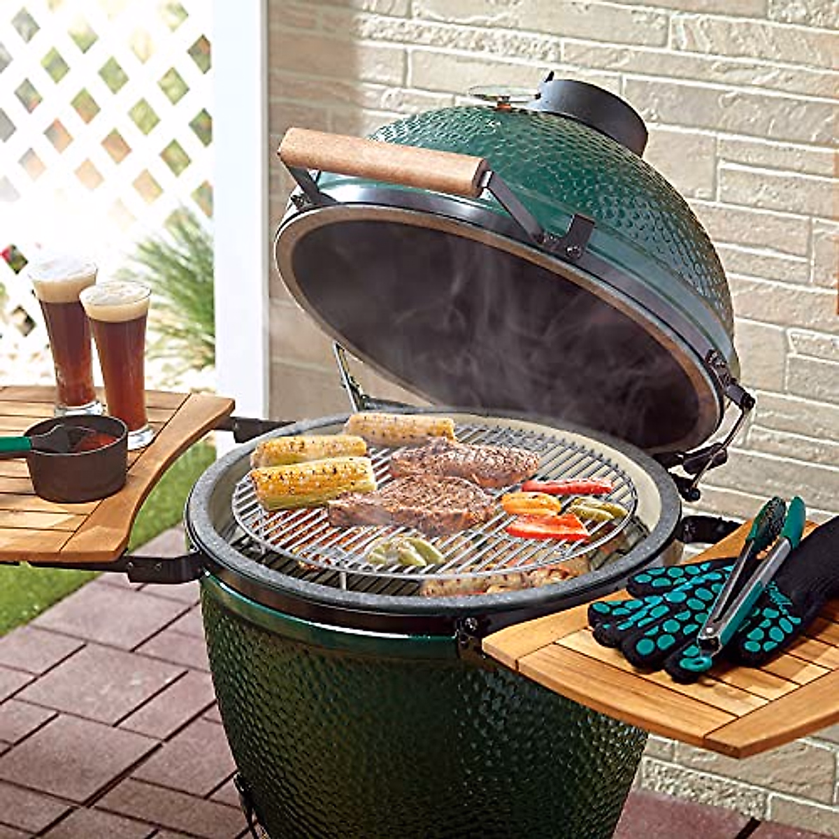 only fire Stainless Steel Cooking Grate Extended Top Grate for Weber 22" Kettle, Big Green Egg, Kamado Joe Classic Ceramic Grills, 17 1/2 Inch