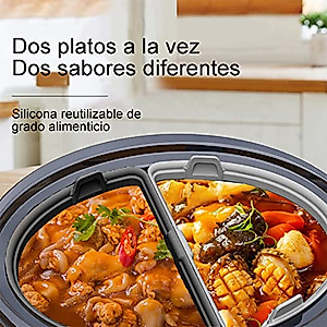 Slow Cooker Liners fit Crock-Pot 6 Quart Oval Slow Cooker,Silicone Slow Cooker,Reusable Slow Cooker Liners Crock Pot Divider Insert,Leakproof & Dishwasher Safe,BPA Free (Black+Gray)
