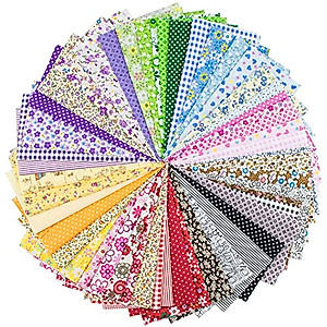 Foraineam 50 Pieces Assorted Cotton Craft Fabric Bundle 8" x 8" (20cm x 20cm) Printed Patchwork Squares for DIY Sewing Quilting Scrapbooking