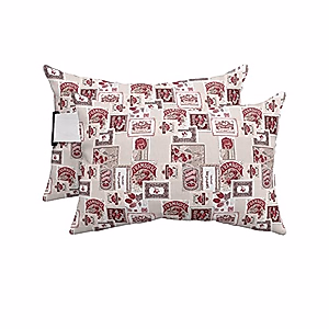 Recliner Head Pillow Ledge Loungers Chair Pillows with Insert Vintage Fruit Cotton Linen Patch Texture Lumbar Pillow with Adjustable Strap Outdoor Waterproof Patio Pillows for Beach Pool, 2 PCS