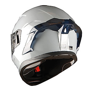 1Storm Motorcycle Full Face Helmet DOT Adults Street Bike Dual Visor Sun Inner Shield Anti Fog Pinlock Shield : Cement Grey