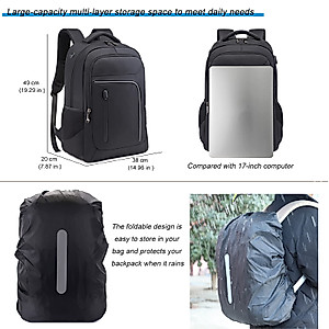 Seekvigor Travel Laptop Backpack,17.3 inch waterproof college backpack with usb charging port, 38L Durable Carry On Backpack for Business, Everyday, Work