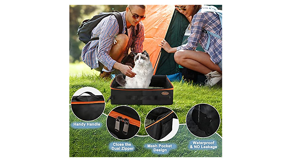 Portable Travel Litter Box for Cats - Leak-Proof & Foldable