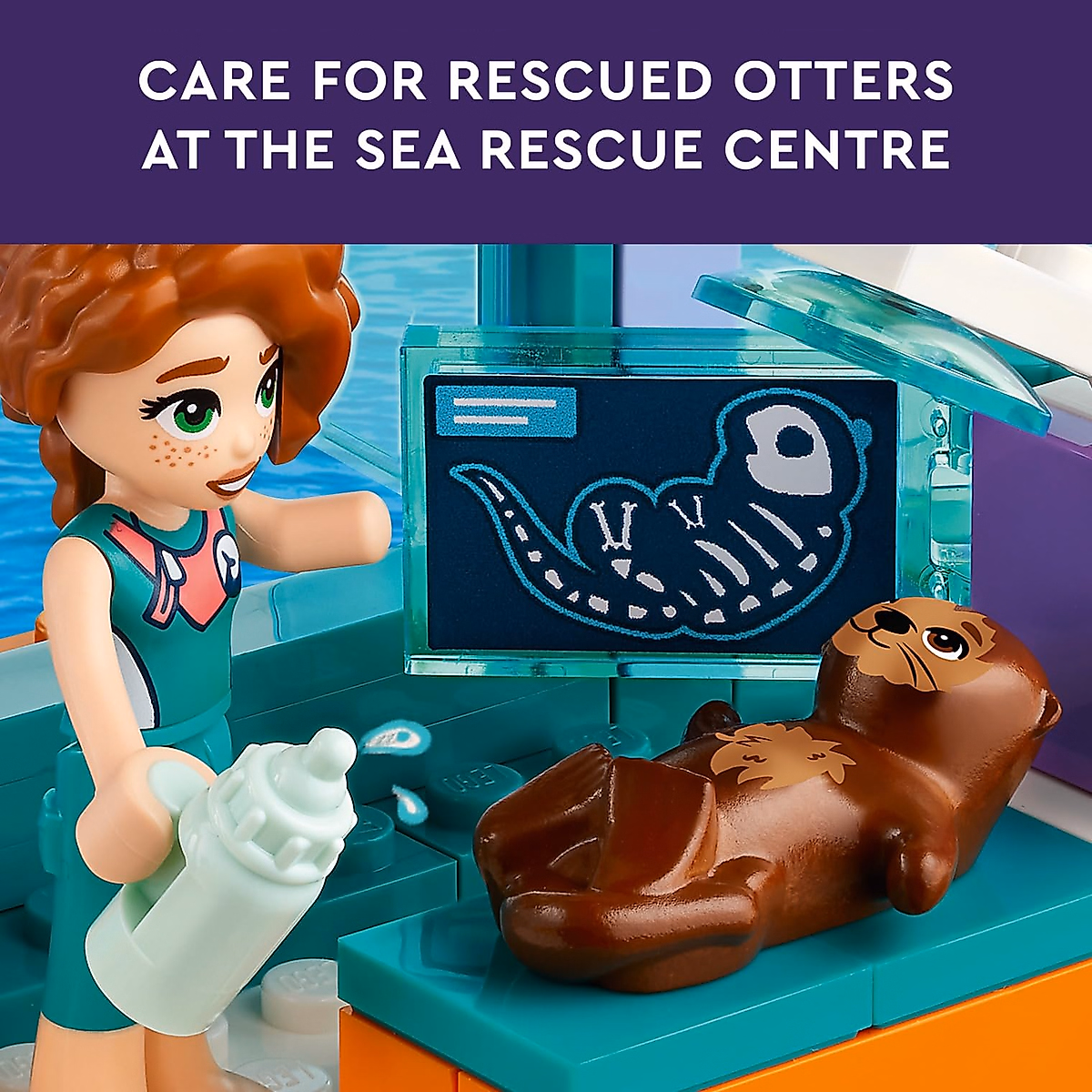 LEGO Friends Sea Rescue Center 41736 Building Toy for Ages 7+, with 3 Mini-Dolls, 2 Otters, a Seahorse, Turtle and Water Scooter, a Great Birthday Gift for Pretend Ocean Rescue Play