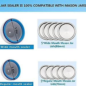 Jar Sealer for Mason Jars and Accessory Hose Compatible with FoodSaver Vacuum Sealer ,Food Saver Jar Sealer Attachment Kit for Regular & Wide Mouth Canning Jars ,with Manual Portable Vacuum Pump and Lid Opener