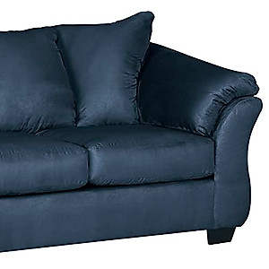 Roundhill Furniture Aruca Navy Blue Microfiber Pillow Back Sofas,