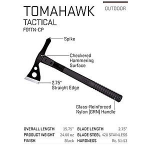 SOG Tactical Tomahawk- Throwing Hatchet, Versatile Survival Tactical Axe and Emergency Breaching Tool with Sheath (F01TN-CP)