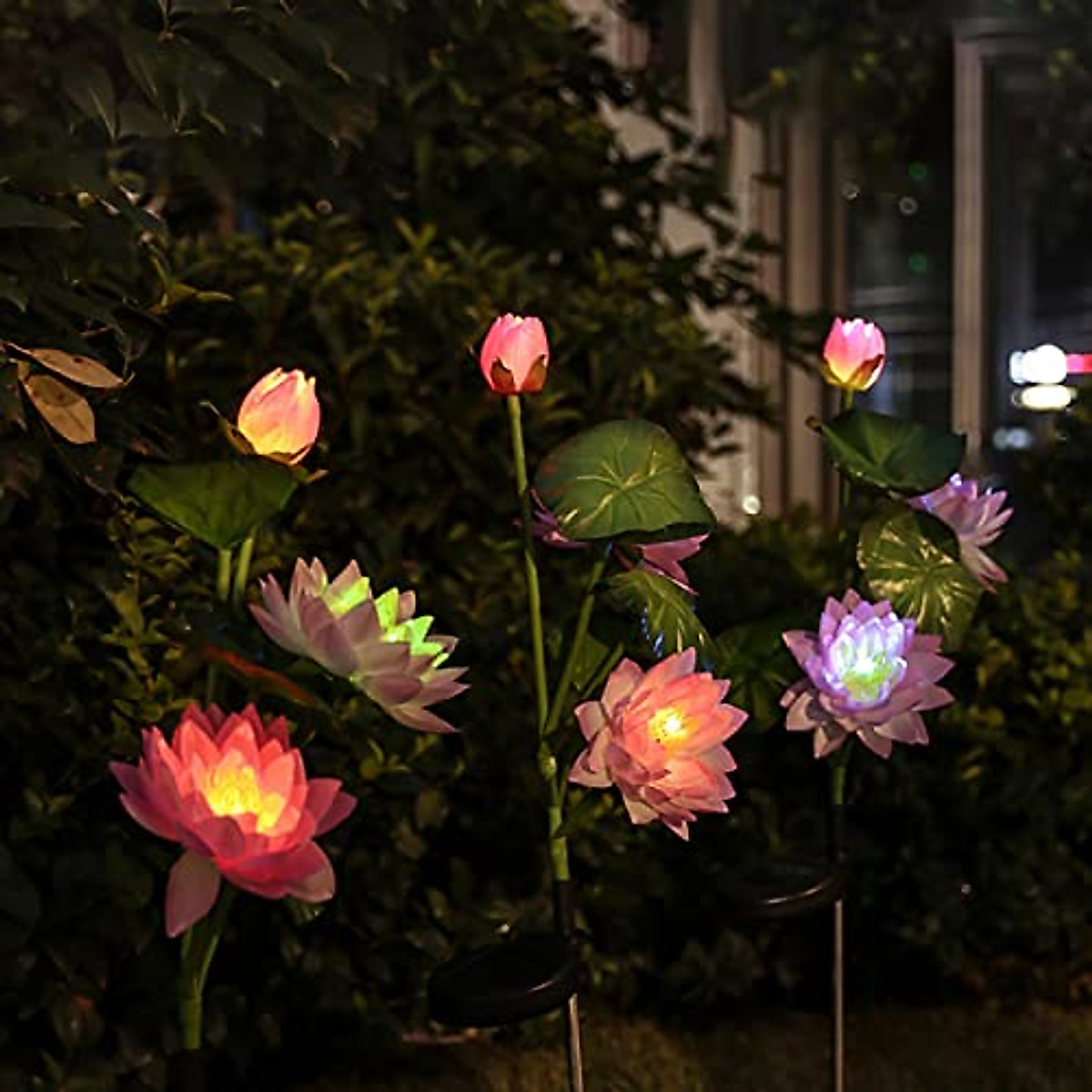 Lotus Solar Lamp, 2PC Solar Lotus Flower Lights, Solar Outdoor Lights Waterproof, Led Lotus Lamp for Pathway Garden Patio Yard Decoration, Solar Decorative Lights Unique Gifts for Mom Women (Pink)