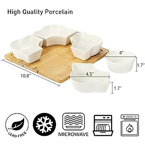 YOUEON Appetizer Serving Tray, Ceramic Divided Serving Tray, Divided Serving Platters for Relish Dishes, Removable Serving Dishes for Chips and Dip, Condiment, Veggies, Candy and Snacks