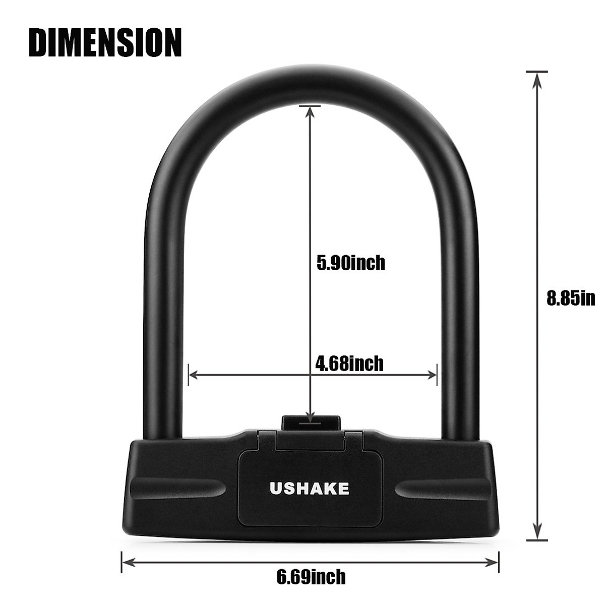 USHAKE Bicycles U Lock, Heavy Duty Bike Scooter Motorcycles Combination Lock Gate Lock for Anti Theft (Black 14mm chackle)