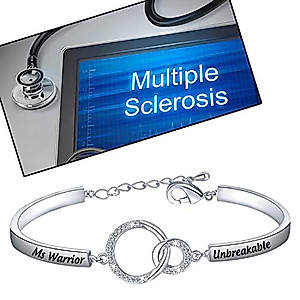 LQRI Multiple Sclerosis Bracelet MS Awareness Gift MS Warrior Unbreakable Bracelet MS Survivor Jewelry Cancer Fighter Gift For Women(silver-MS Warrio)