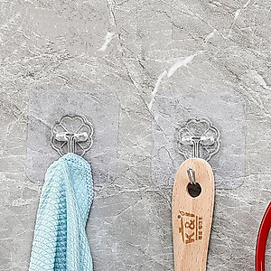 Adhesive Hooks, Seamless Hanging Hook, Waterproof Wall Hooks, Heavy Duty Wall Hooks, Transparent Sticky Hooks for Keys Bathroom Shower(5pcs)