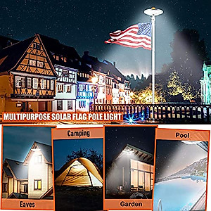 Solar Flag Pole Light 176 LED, 880 Lumens Brightest Solar Powered Flagpole Lights for Most 15 to 25 Ft Flag Poles, 100% Flag Coverage, 6800MAH Downlight Last Up to 10 Hrs, IP67 Waterproof Auto On/Off