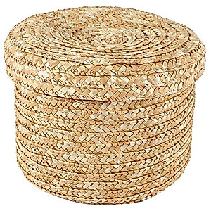 Smala Wheat Straw Woven Storage Basket Storage Basket Innovative Basket Rustic Natural Brown Finish Storage Decorative Basket(Medium )