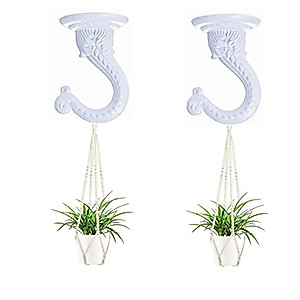 GDQLCNXB 6Sets 55mm/2.17" Ceiling Metal Ceiling Hooks, Heavy Duty Swag Ceiling Hooks with Hardware for Hanging Plants/Chandeliers/Wind Chimes/Ornament (White Color)