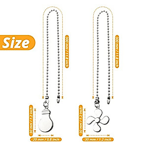 defutay Ceiling Fan Pull Chain - Fan Metal Lighting Pendant Chain Ceiling Fan Zipper Accessories Decoration - Suit for Fans and Light Fixtures Pulls Extension or Replacement (Silver)