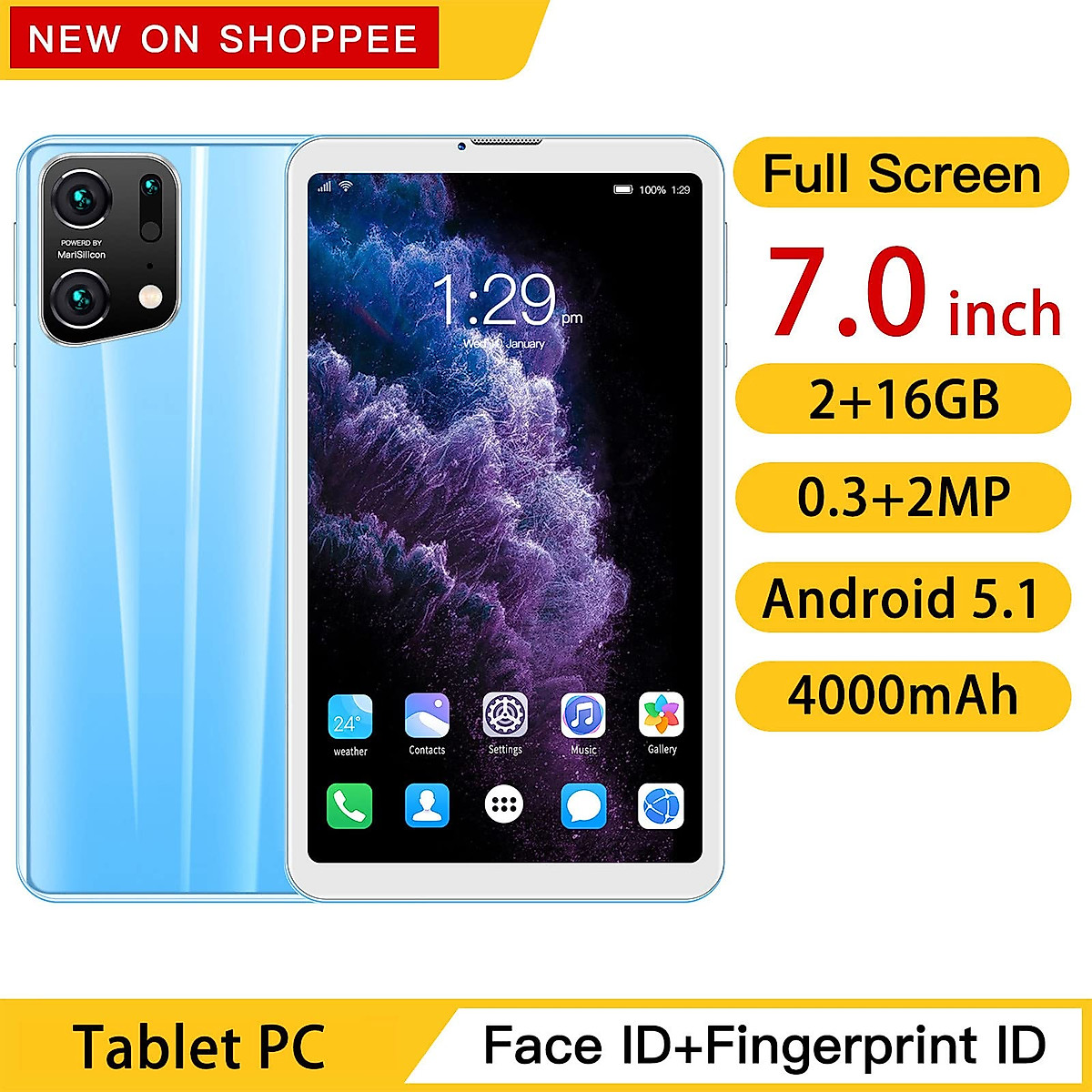 Android 10.0 Tablet, 7 inch Smart Tablet 2+16GB ROM 10 Core WiFi Dual Camera Voice Call Game Tablet Best for Adults Working Childrens School Learning Birthday Gift