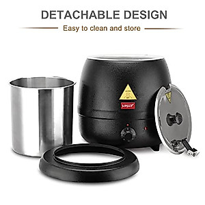 Valgus Commercial Grade 10.5QT Soup Kettle Warmer with Stainless Steel Hinged Lid, Detachable Pot,Temperature Control Knob for Big Family Gathering and Restaurant, Black