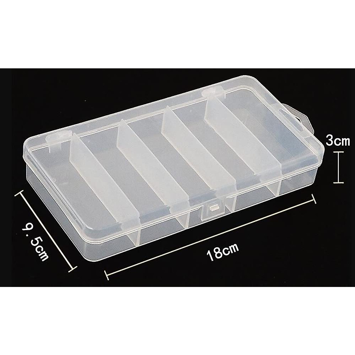 3 Pack 5 Grid Clear Plastic Fishing Tackle Accessory Box Container, Clear Tiny Fishing Lure Bait Hooks Storage Box for Jewelry Making Organizer (7.08 x 3.74 x 1.18inch)