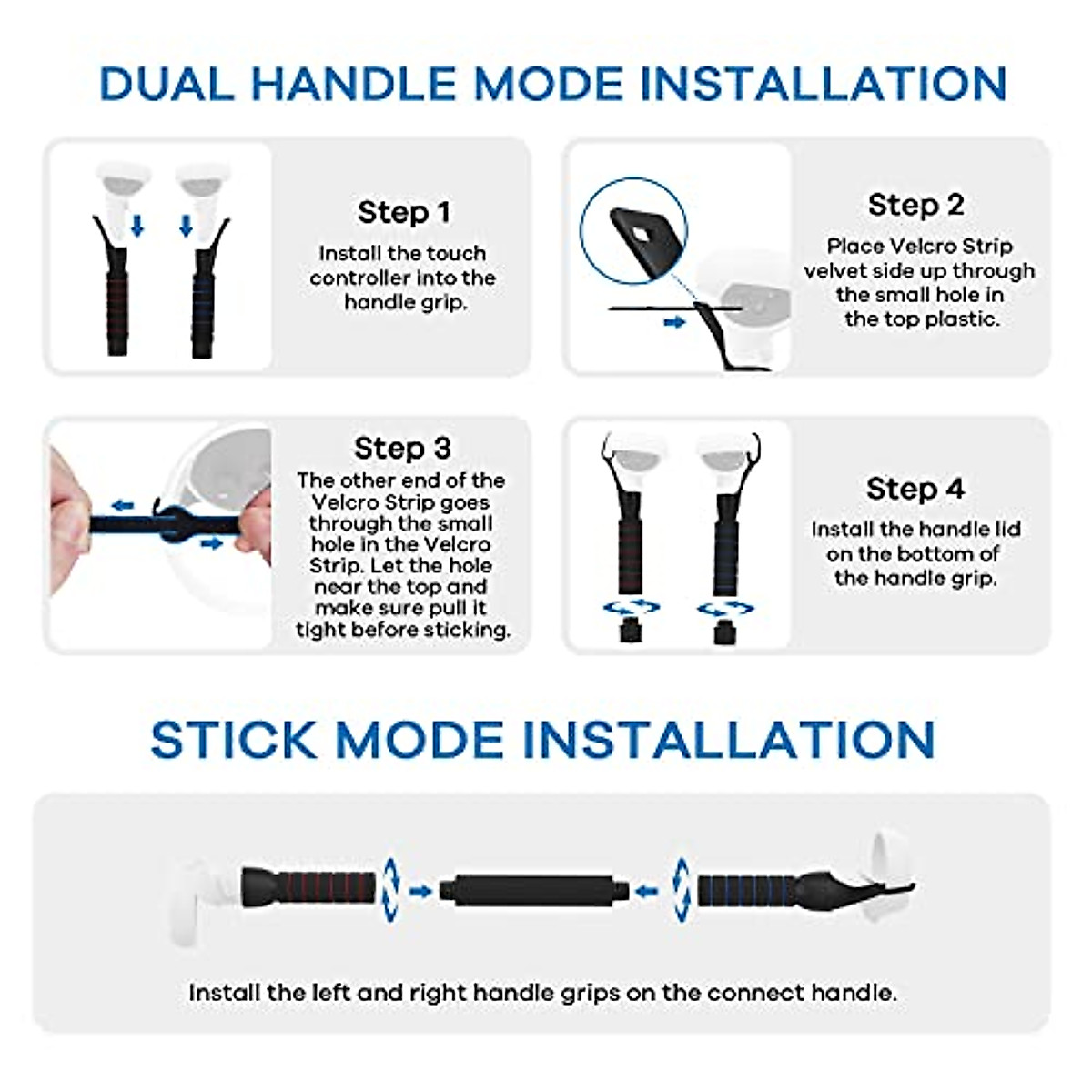 AMVR Gorilla Tag Long Arms Beat Saber Handles for Oculus Quest 2/Quest/Rift S, VR Controller Extension Grip Accessories 2 in 1 Sticks Attachment to Enhance VR Experience, Reinforcement with Tie Wraps