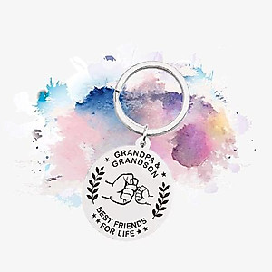 Grandpa Grandson Keychain - Grandpa and Grandson Best Friends for Life Letter Keychain Birthday Christmas Gifts for Grandson Grandfather