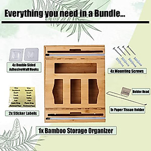 Jema Pearl Ziplock Bag Organizer Aluminum Foil and Plastic Wrap Dispenser with Cutter, 6 In 1 Baggie Organizer for Drawer Bundle with Paper Towel Holder