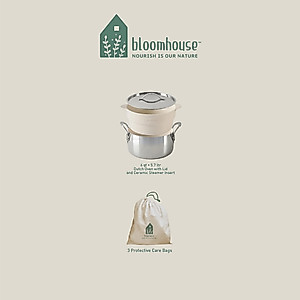 Bloomhouse - Oprah's Favorite Things - 6-QT Triply Stainless Steel Dutch Oven w/Non-Stick Non-Toxic Ceramic Interior and Ceramic Steamer Insert