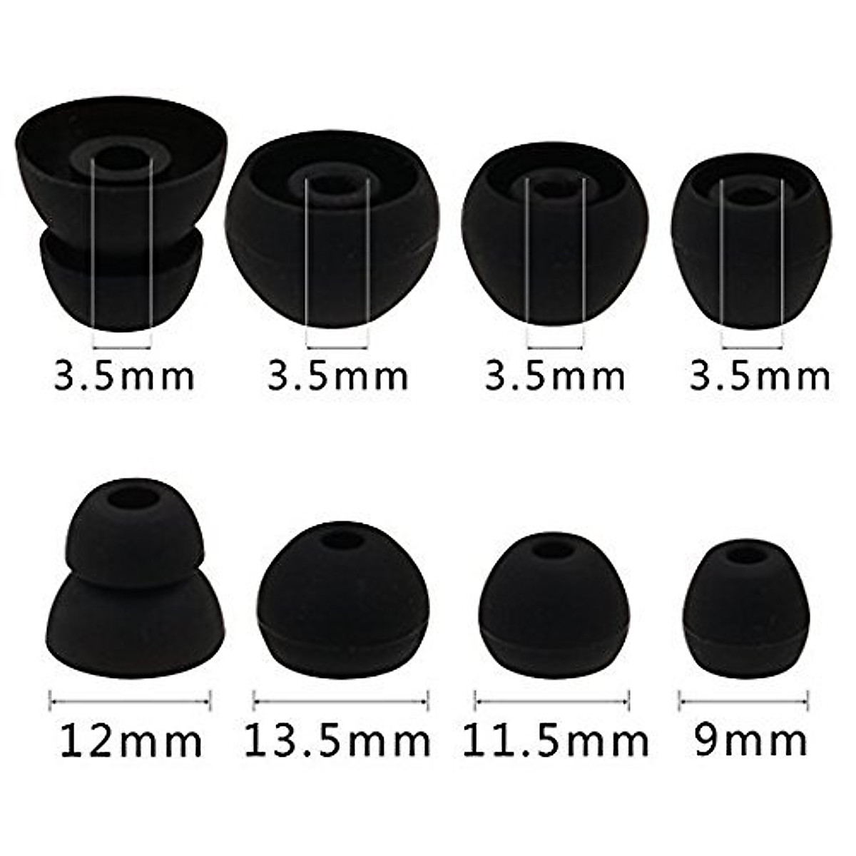 ALXCD Eartip for urBeats 3 Earphone, 8 Pairs S/M/L & Double Flange Durable Soft Silicone Replacement Earbud Tips Ear Tips, Fit for Apple Beats by Dre. urBeats3 Earphone [8 Pair](Black)