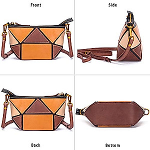 CENUNCO Leather Crossbody Purses for Women Color Block Small Purse Satchel Cute Bags Ladies Designer Handbags (Multicolor1)