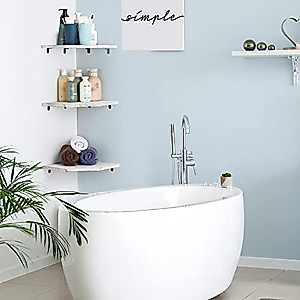 SEHERTIWY Corner Floating Shelves for Wall, 5 Tier Rustic Wall Shelves Corner Storage Shelves Small Shelf White Floating Shelves for Bedroom, Living Room, Bathroom, Kitchen