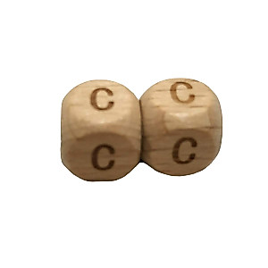 Arakierst 50pcs Wood Alphabet Letter Beads 12mm Square Beech Wooden Single Letter C Beads for Jewelry Making Name DIY Beading Necklace