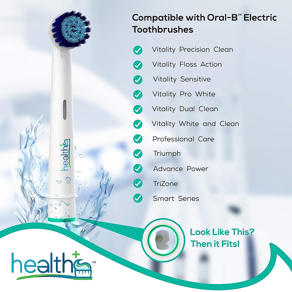 Compatible with Oral-B Electric Toothbrush Sensitive Replacement Head Generic - 8-Pack | Gentle-Action Tooth Brush Heads with Dupont Bristles | Sensitive Gums & Teeth & Gentle Whitening Action | Braun