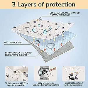 Comfy Mattress Pad Bassinet Sheet (2 Per Pack) Li’l Pengyu, Dual Front Super Soft Double-Brushed Microfiber & TPU Waterproof Neutral Fit Sheets, Crib Sheets for Boys Girls, Toddler Bed (31.1"X19.5")