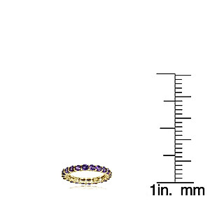 Ice Gems Yellow Gold Flashed Silver African Amethyst 3mm Round-cut Eternity Ring, Size 6
