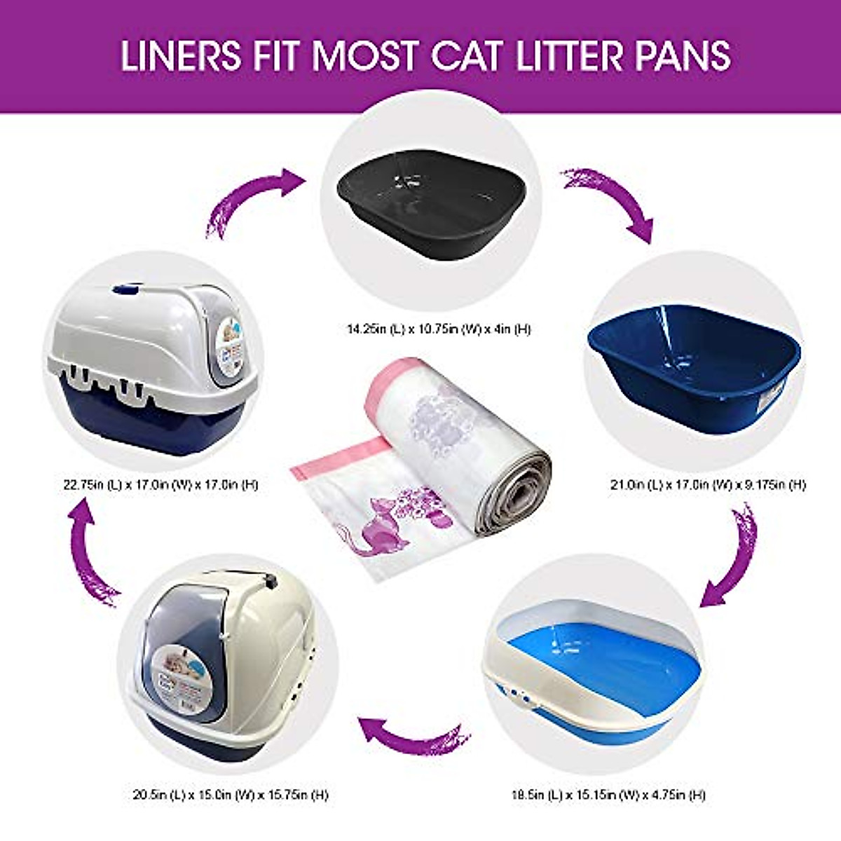15 Count Fresh Kitty Litter Box Liners Super Thick, Durable, Easy Clean Up Jumbo Drawstring Scented Litter Pan Box Liners, Bags for Pet Cats