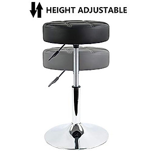 FURWOO Stool Round Thick Padded Cushion Leather Shop Stool Height Adjustable Stool Counter Stool Swivel Desk Stool Chair for Office Home Bar Stool Salon Stool(Black)