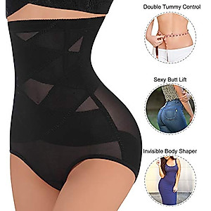 Nebility Women Butt Lifter Shapewear Hi-Waist Double Tummy Control Panty Waist Trainer Body Shaper (M, Black)