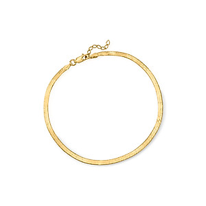 Ross-Simons 3mm 18kt Gold Over Sterling Herringbone Anklet. 9 inches
