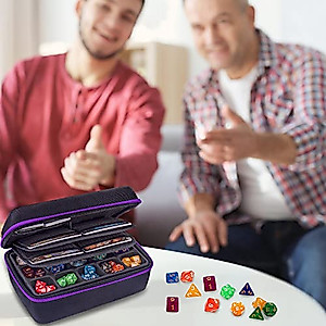 SIQUK Dice Storage Case Big Capacity DND Dice Case Dice Organizer Box with Handle and Double Removable Slotted Tray Dice Organizer Case for Dungeons & Dragons and Other RPG Table Game， Violet