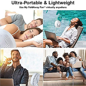 Bell+Howell My Foldaway Fan Rechargeable Fan Ultra Lightweight Portable Compact Extendable to 4 Feet High with 3 Speed Modes As Seen On TV