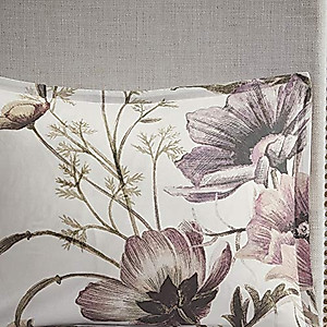 Madison Park Cassandra Cotton Blend Comforter Set - Feminine Design Colorful Floral Print, All Season Down Alternative Bedding Layer and Matching Shams, California King, Blush 8 Piece