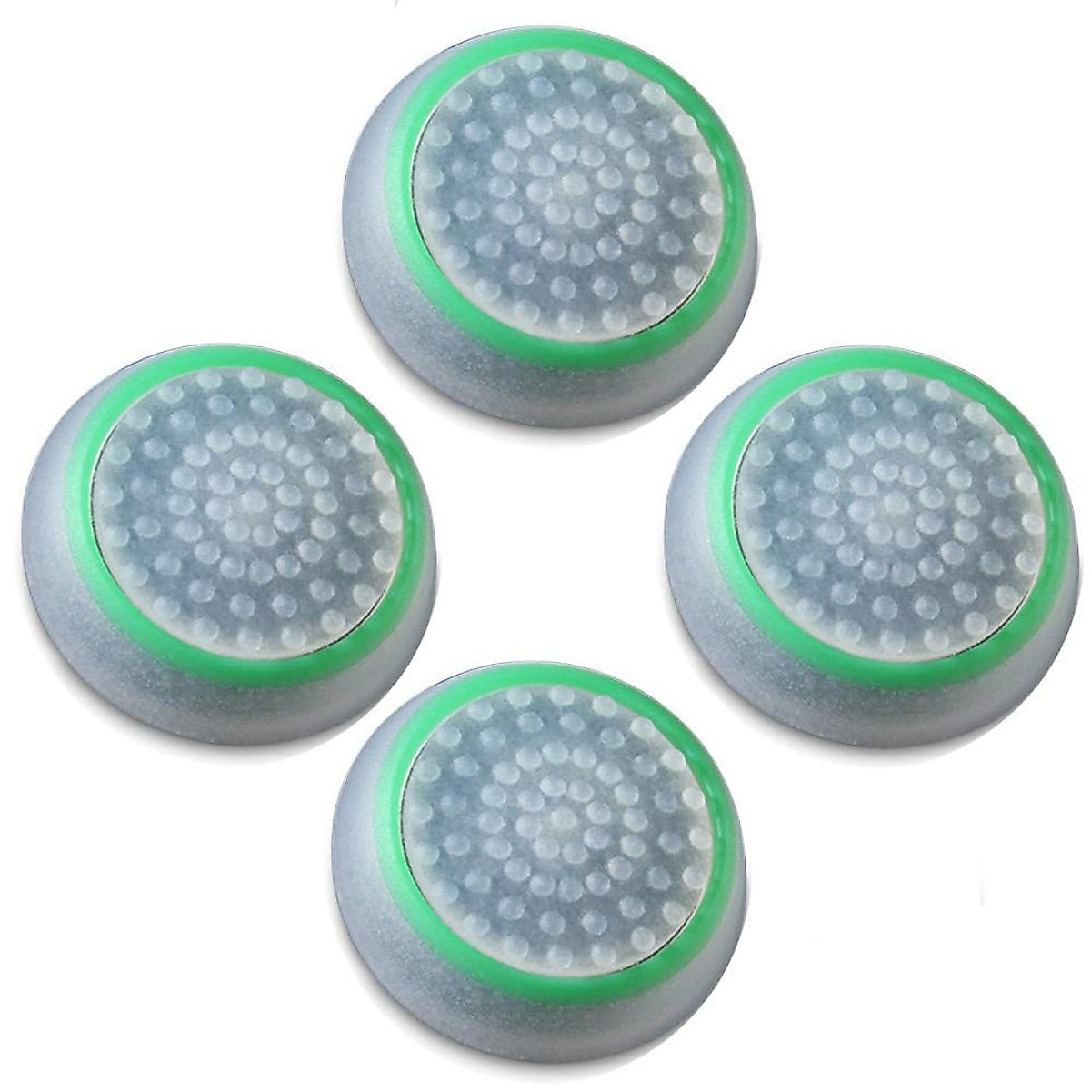 4PCS Silicone Thumb Stick Joystick Analog Grip Thumbsticks Cap Cover Case for PS4 PS3 PS2 Xbox One Xbox 360 Wii U NS Pro Controller (White-Green)
