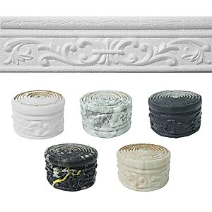 WAPANE 90" x 3.1" Peel Stick Foam Molding Trim Self Adhesive, Crown Molding Wallpaper Border Flexible, 3D Wall Edging Lines Foam Baseboard, Wall Base Moulding Trim for Home, Hotel DIY Decoration