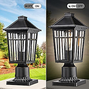Darkaway Post Lights Outdoor Lamp Post Light Fixture Outdoor Lighting, Light Posts for Outside with Seeded Glass Aluminum Housing for Outdoor Garden, Patio Post Base/Pole Mount