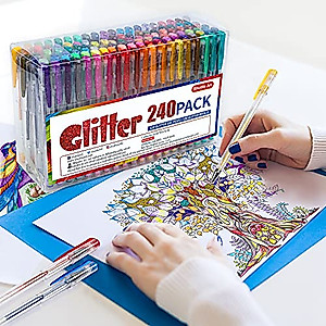 Shuttle Art 240 Pack Glitter Gel Pens, 120 Colors Glitter Gel Pen Set with 120 Refills for Adult Coloring Books Craft Doodling