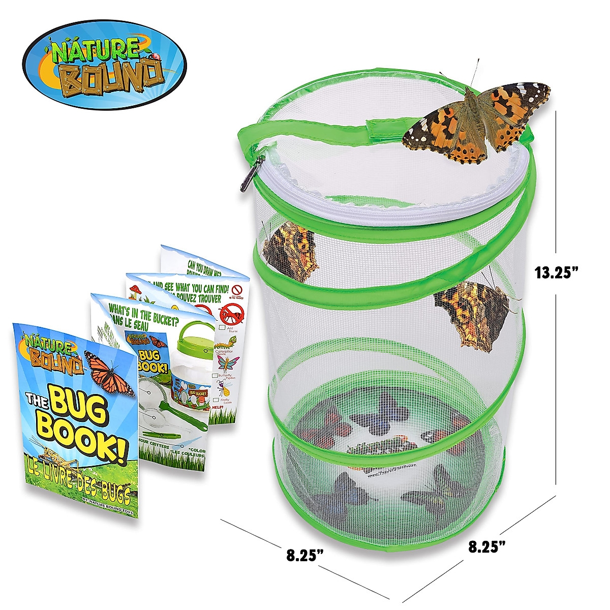 Nature Bound Butterfly Growing Kit - Live Caterpillar to Butterfly Project for Kids - includes Voucher for Caterpillars, Green Pop-Up Enclosure, and STEM Learning Guide