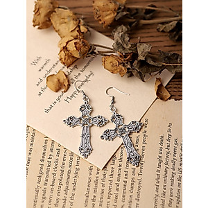 Sacina Gothic Cross Earrings, Zinc Alloy Cross Dangle Earrings, Goth Jewelry Gift for Women