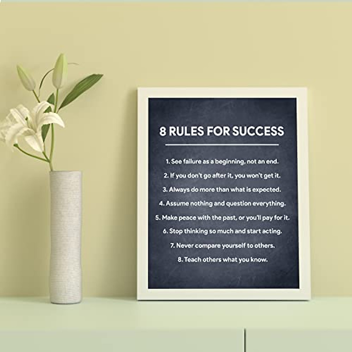 "8 Rules for Success"-Inspirational Life Quotes Wall Art -8 x 10" Fierce Motivational Wall Print-Ready to Frame. Home-Office-Studio-Dorm Decor. Perfect Desk & Cubicle Sign. Great Gift of Motivation!