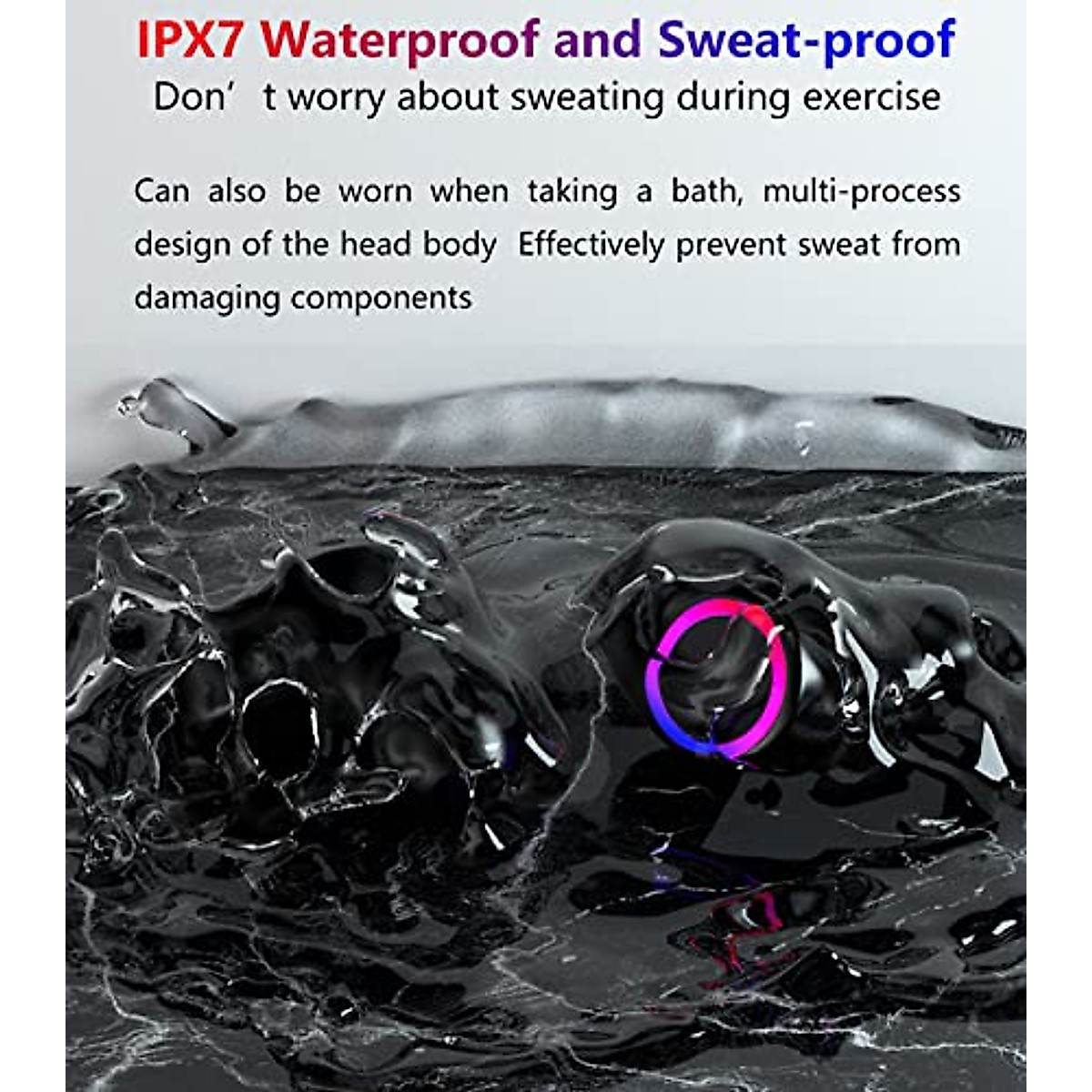 True Wireless Earbuds Smallest Mini Ear Buds IPX7 Waterproof Sport Headphones Tiny Sleep Earphones 180H Long Battery Life with Microphone LED Lightweight for Running Cycling Sleeping Android iOS