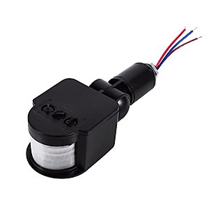 Outdoor 90~250V 180 Degree Infrared PIR Motion Sensor Detector Wall Light Switch Black